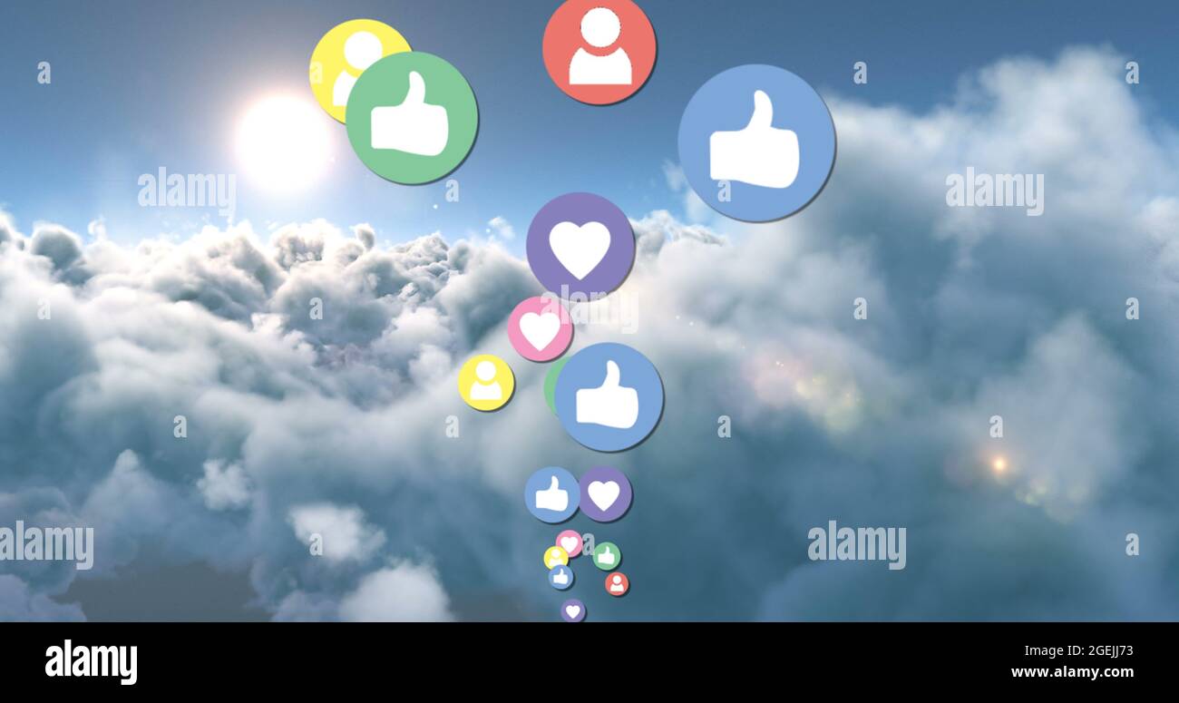Moving social media icons 4k Stock Photo - Alamy