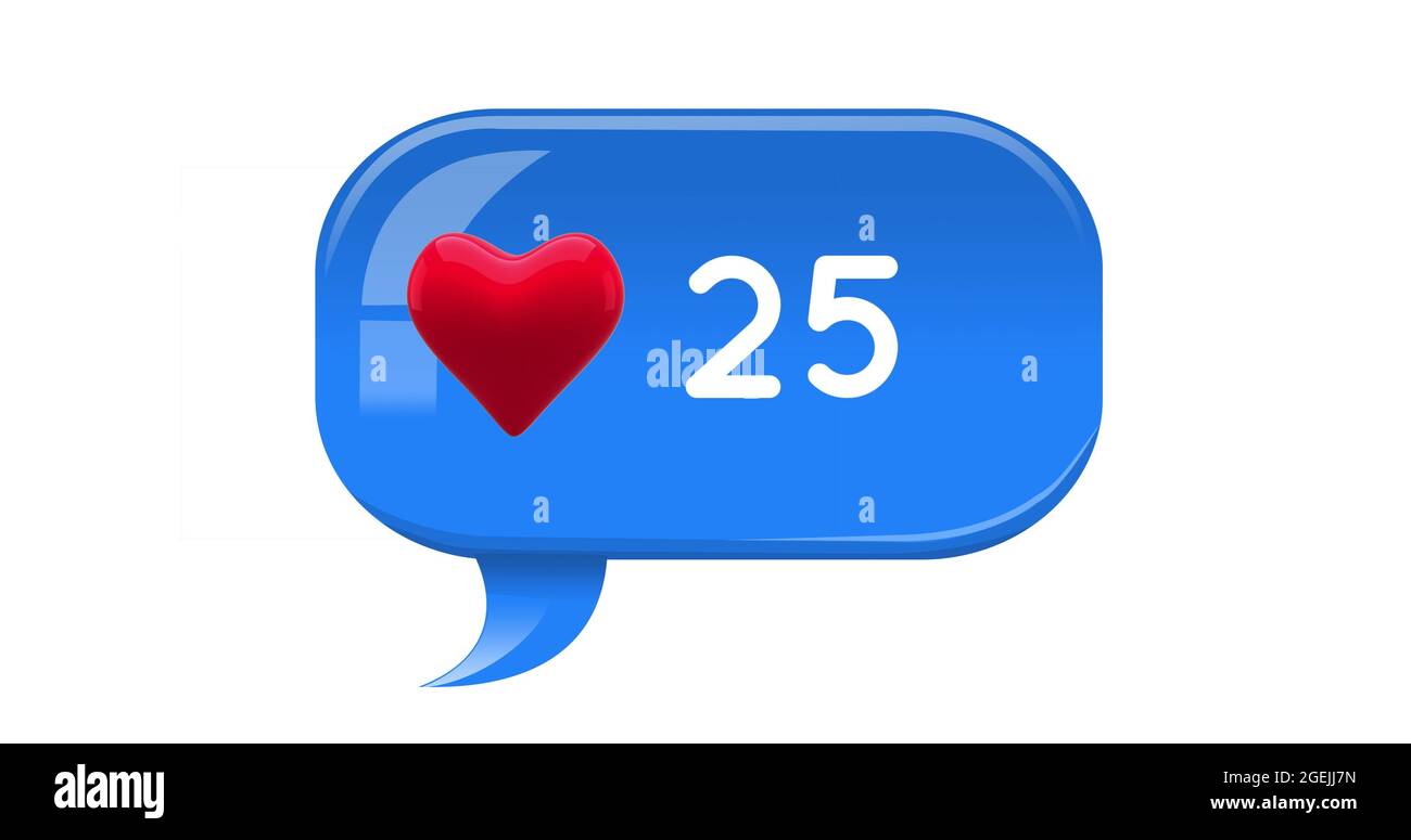 Blue chat box with numbers and a heart icon 4k Stock Photo - Alamy