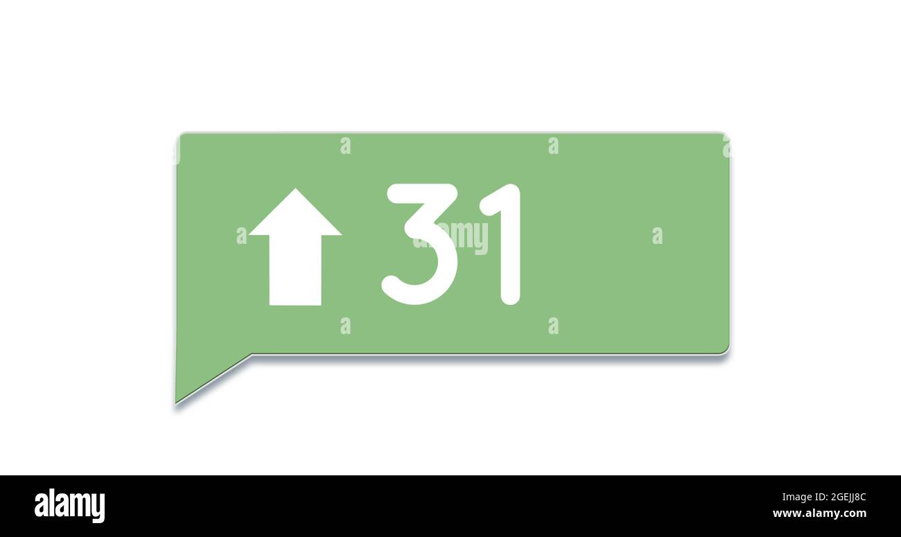 Green chat box with increasing numbers 4k Stock Photo - Alamy