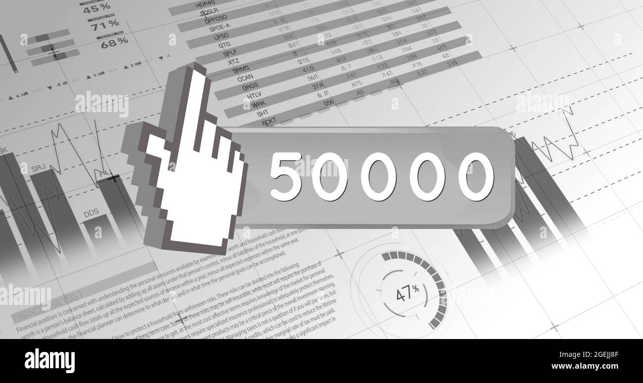 Hand pointing icon with numbers increasing 4k Stock Photo - Alamy