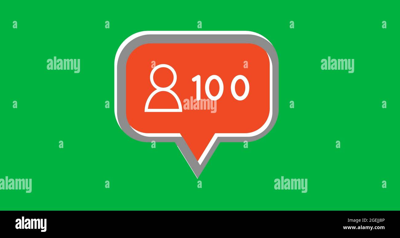 Orange chat box with numbers of followers 4k Stock Photo - Alamy
