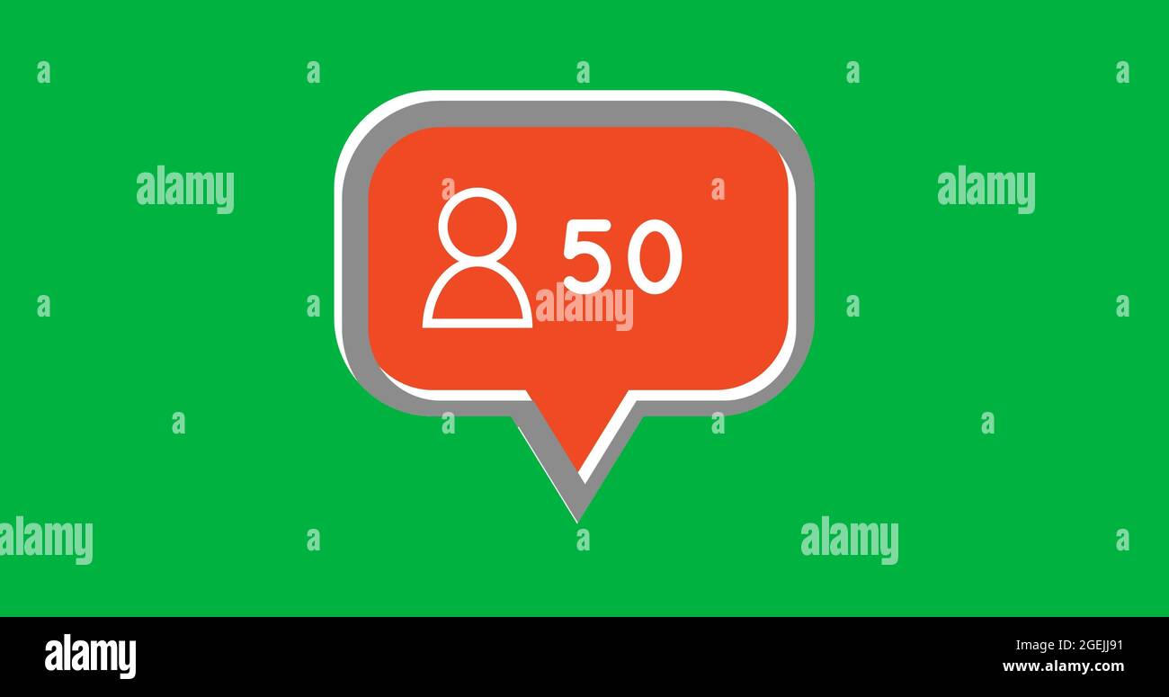 Orange chat box with numbers of followers 4k Stock Photo - Alamy