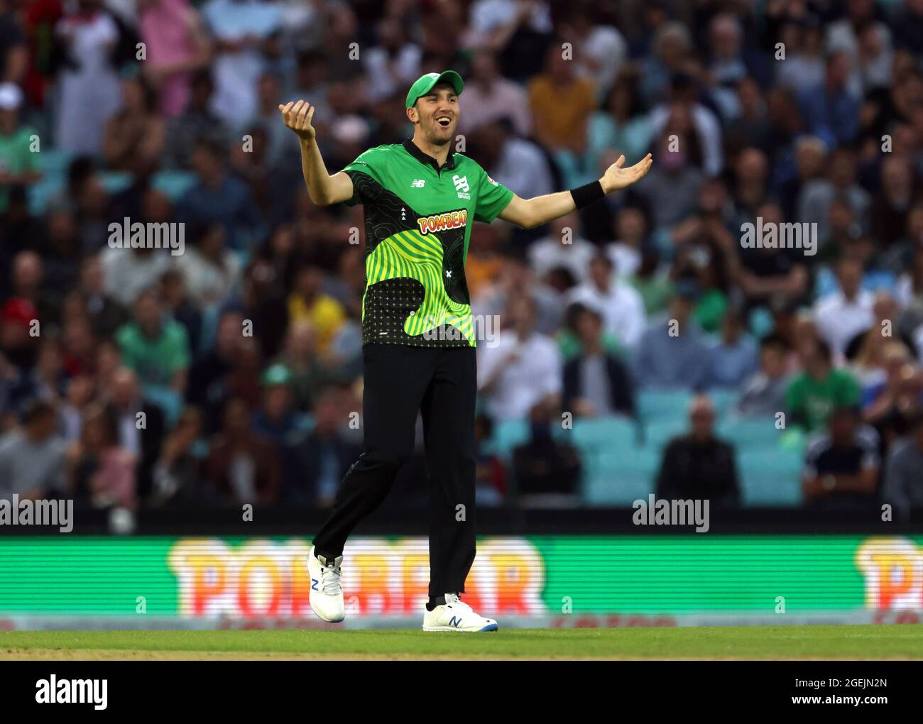 Southern Brave's Craig Overton celebrates catching out Trent Rockets ...