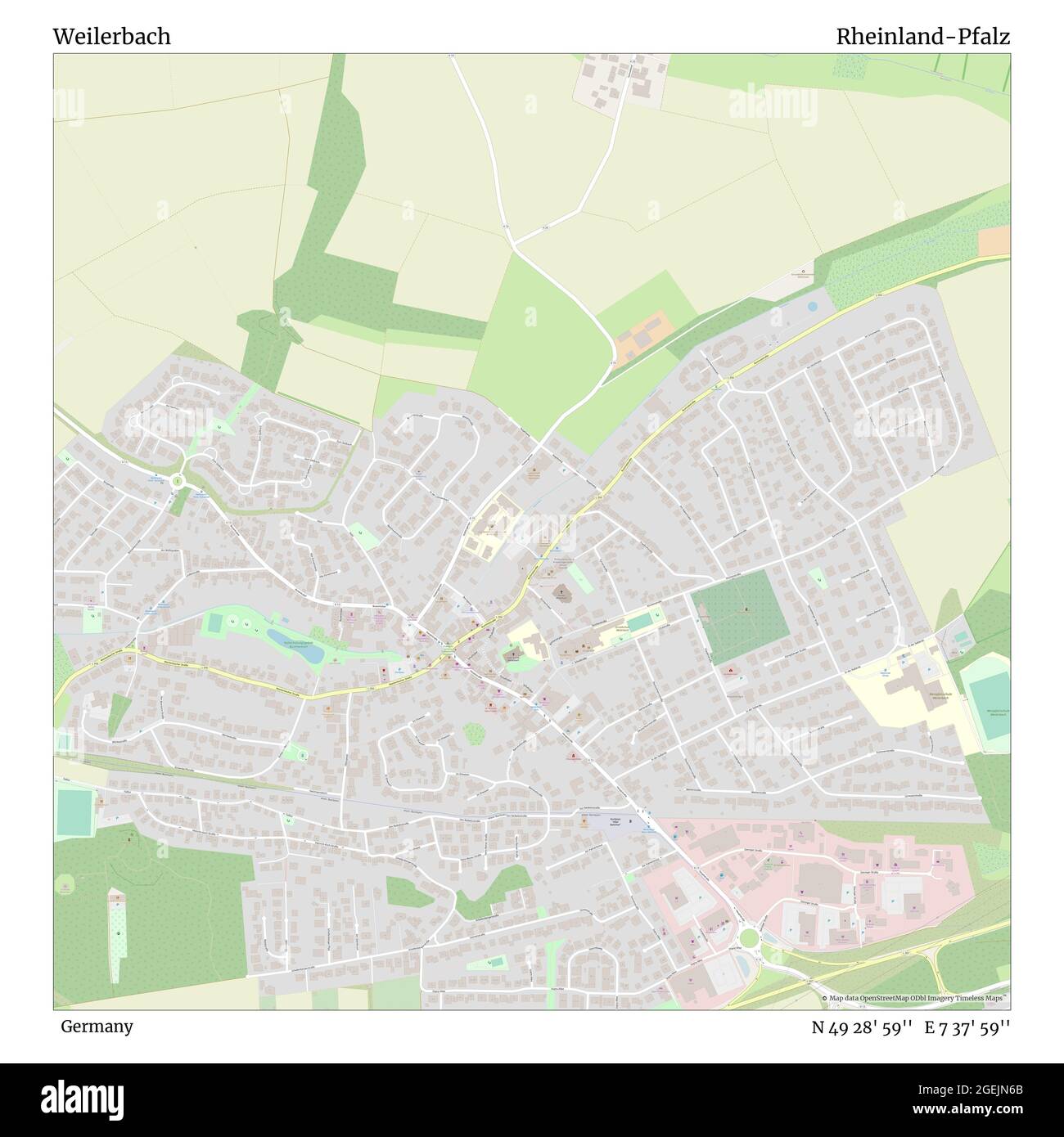 Weilerbach, Germany, Rheinland-Pfalz, N 49 28' 59'', E 7 37' 59'', map ...