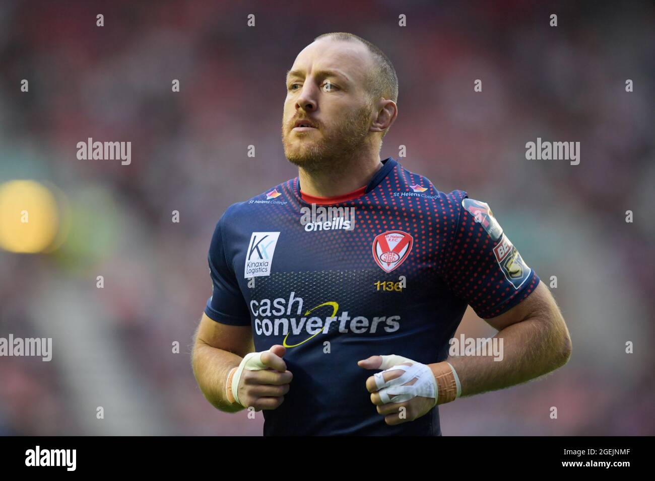 Wigan, UK. 20th Aug, 2021. James Roby (9) of St Helens in action in ...