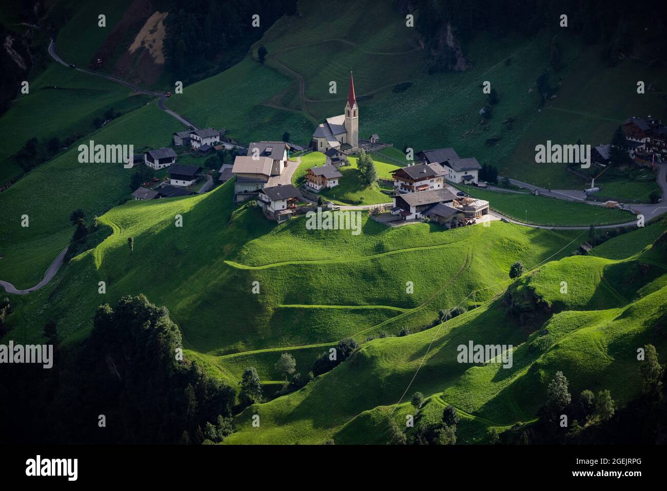 Amazing village with chapel in the South Tyrolean Alps in Italy Stock ...