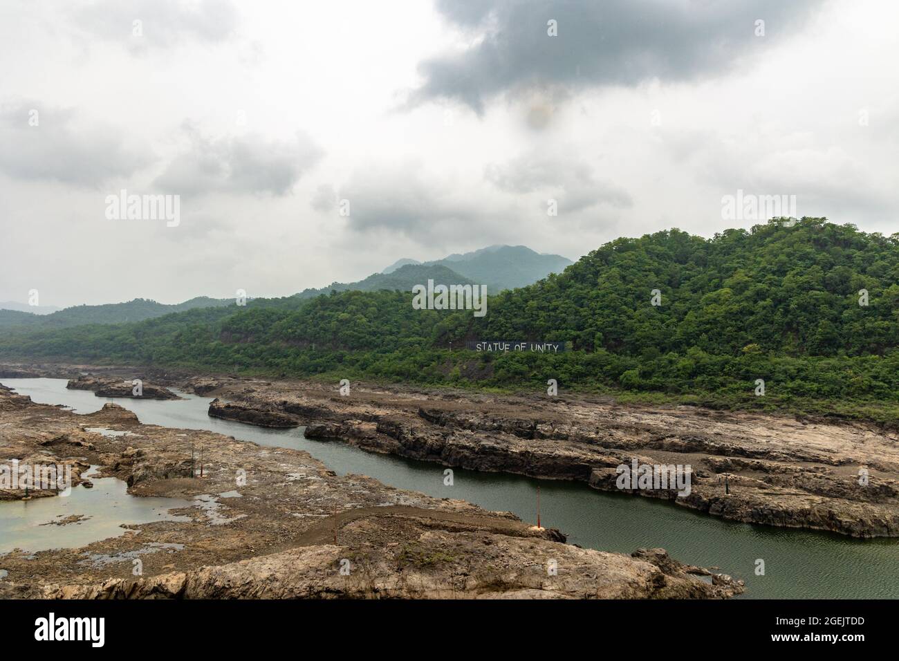 Narmada river bed as seen from the foot level of Statue of Unity in ...