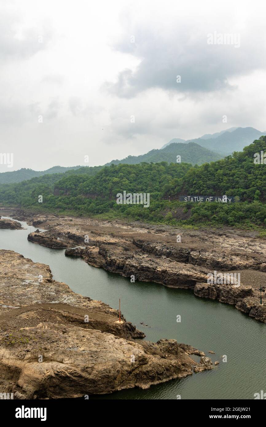 Narmada river bed as seen from the foot level of Statue of Unity in ...