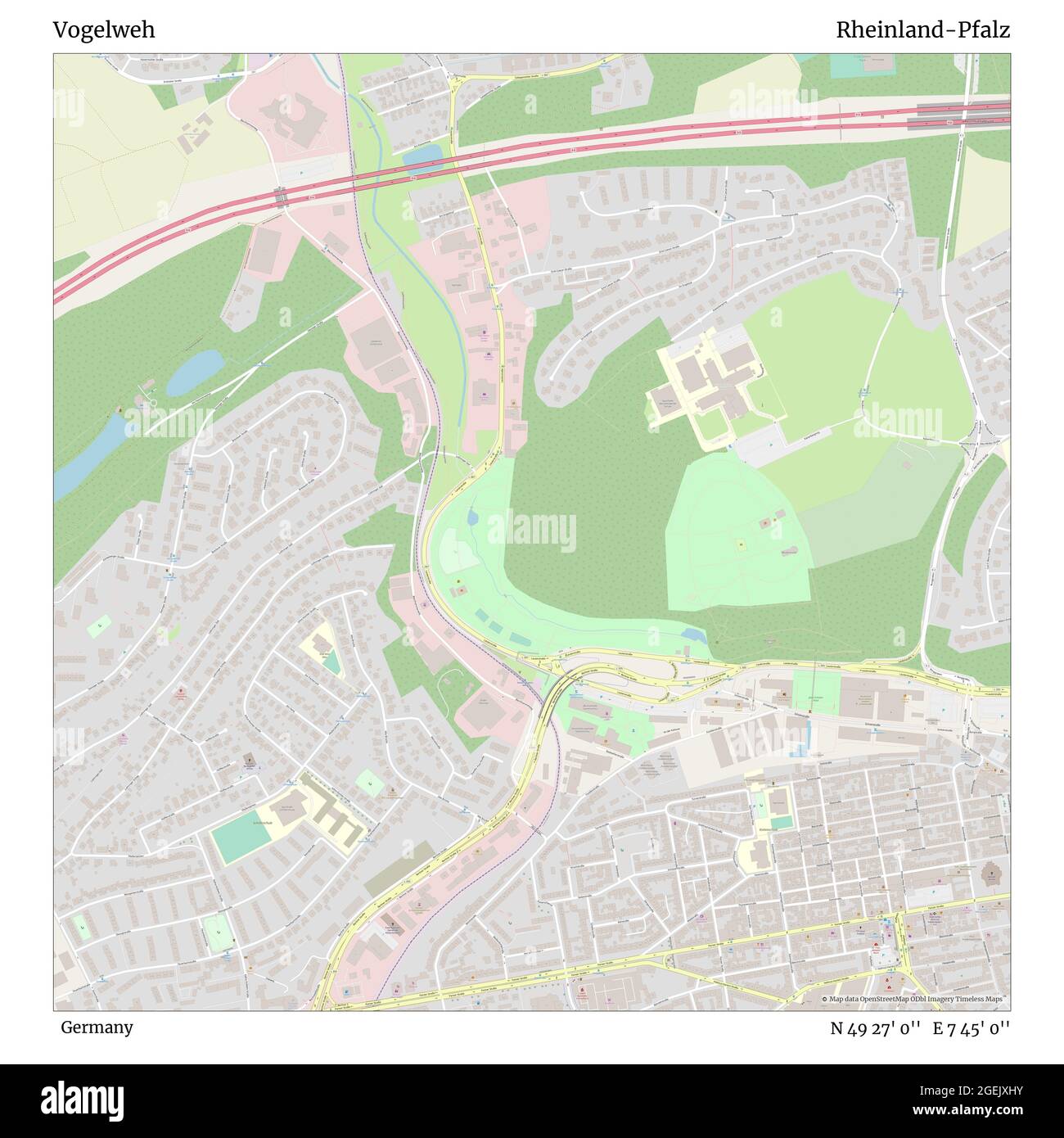 Vogelweh, Germany, Rheinland-Pfalz, N 49 27' 0'', E 7 45' 0'', map ...