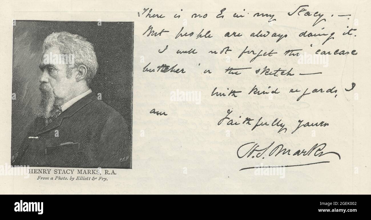 Vintage engraving of Henry Stacy Marks a British artist who took a ...