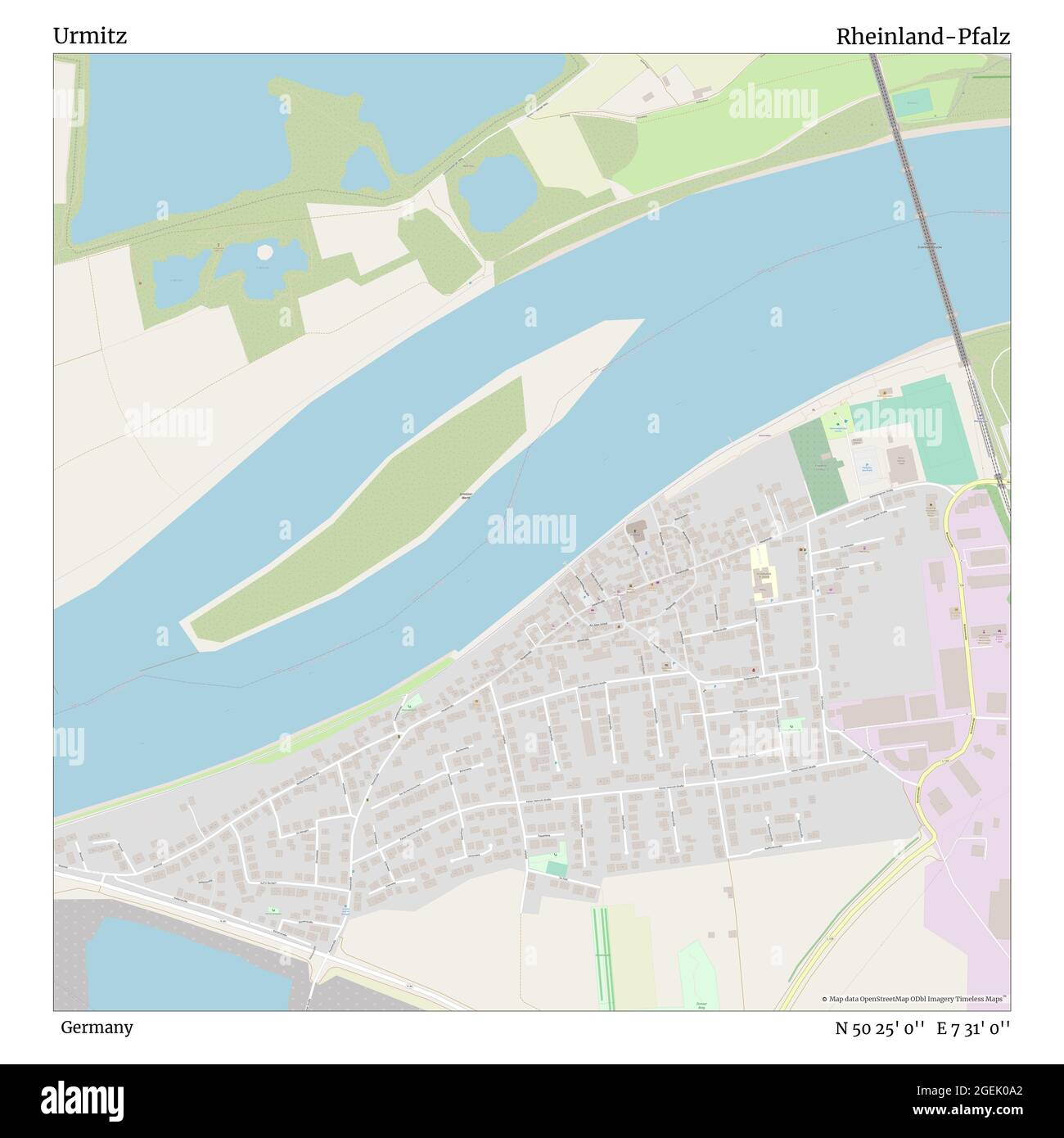 Urmitz, Germany, Rheinland-Pfalz, N 50 25' 0'', E 7 31' 0'', map ...