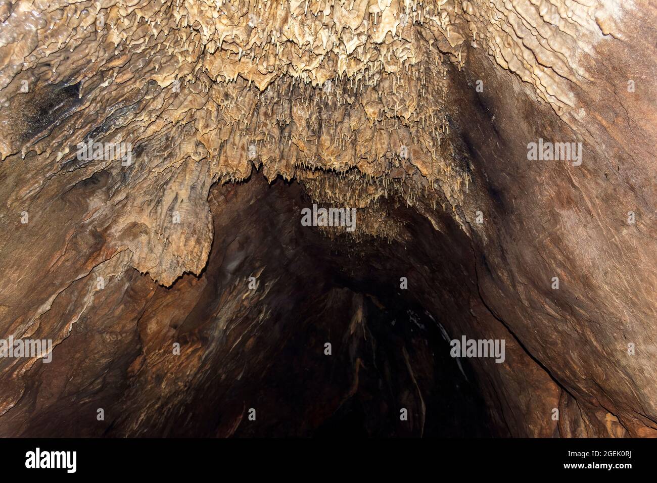 Cave stalactites and formations in Bat cave at Hymettus, Greece Stock ...