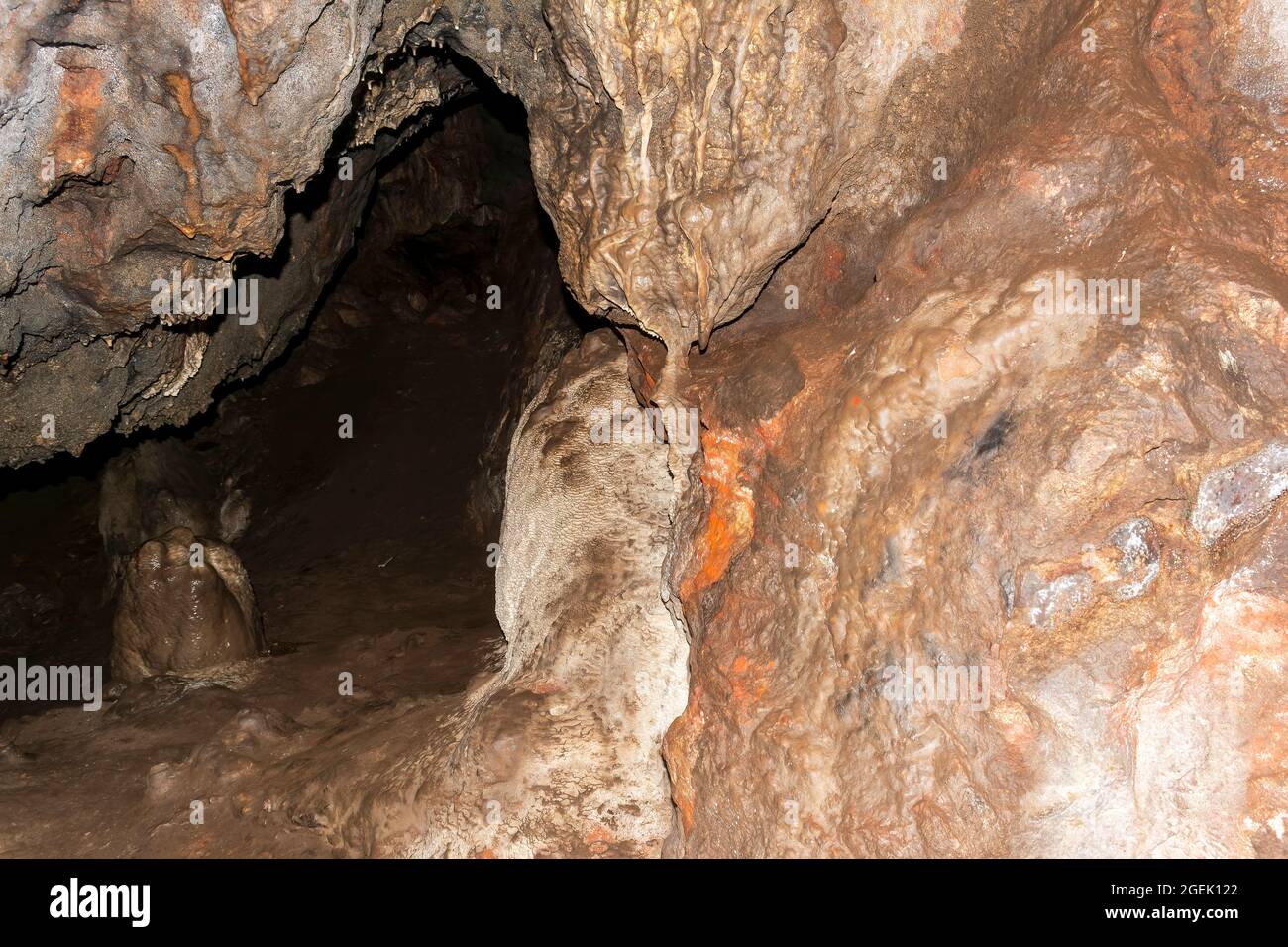 Cave stalactites and formations in Bat cave at Hymettus, Greece Stock ...
