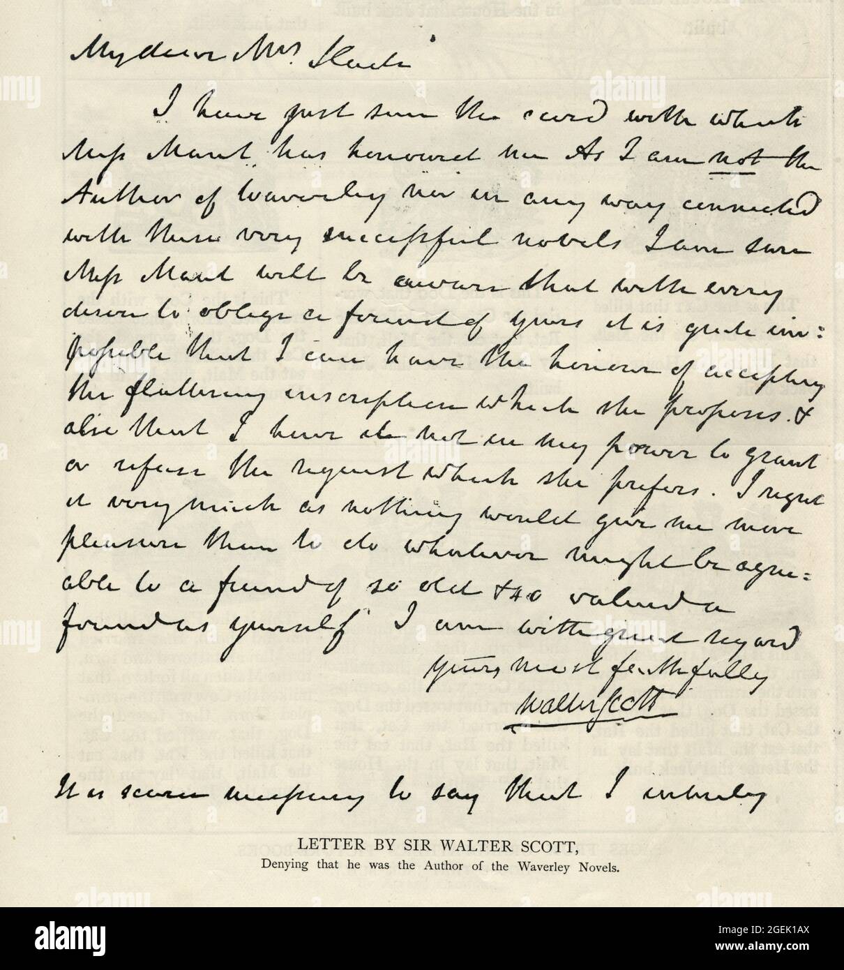 Letter by Sir Walter Scott denying that he was the author of the ...