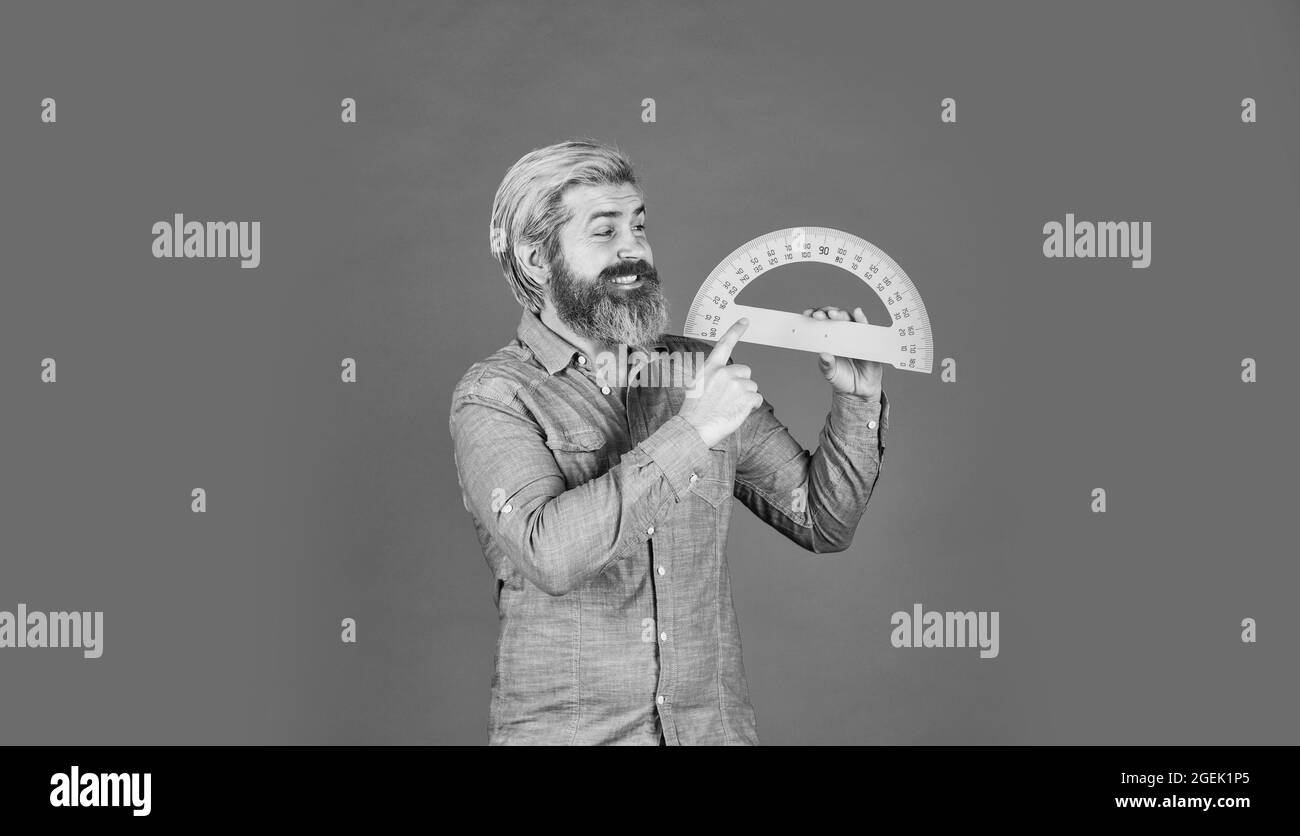 man use protractor. math or mathematics. Stem education concept. study ...