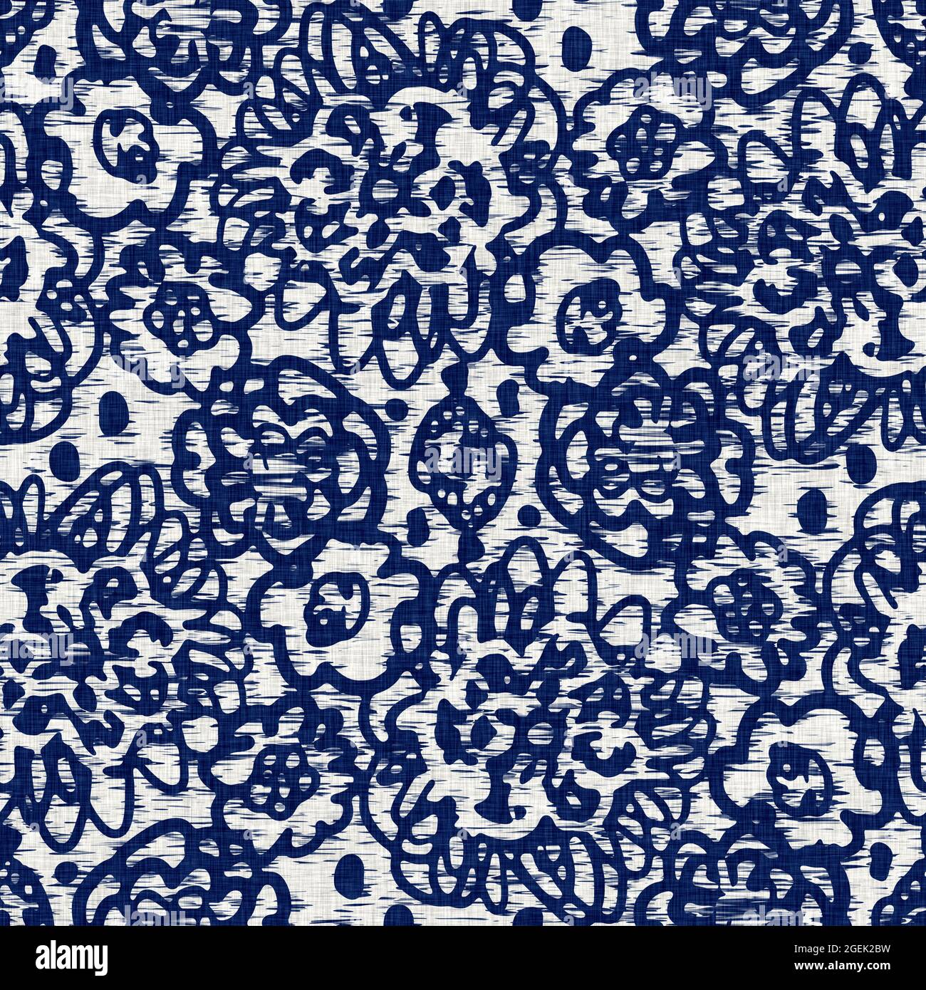Indigo dyed fabric flower pattern texture. Seamless textile fashion ...