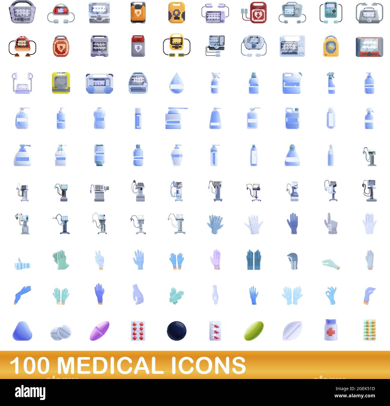 100 medical icons set. Cartoon illustration of 100 medical icons vector ...
