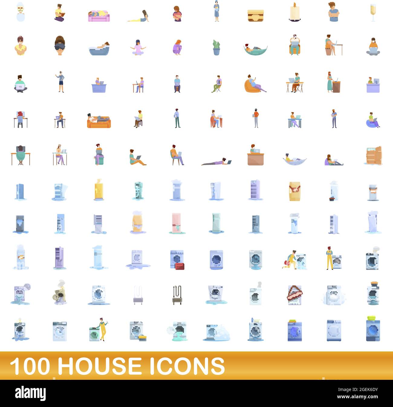 100 house icons set. Cartoon illustration of 100 house icons vector set ...