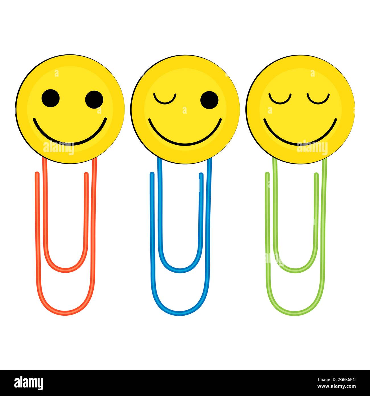 Yellow paper clips on white background. Vector graphic illustration ...