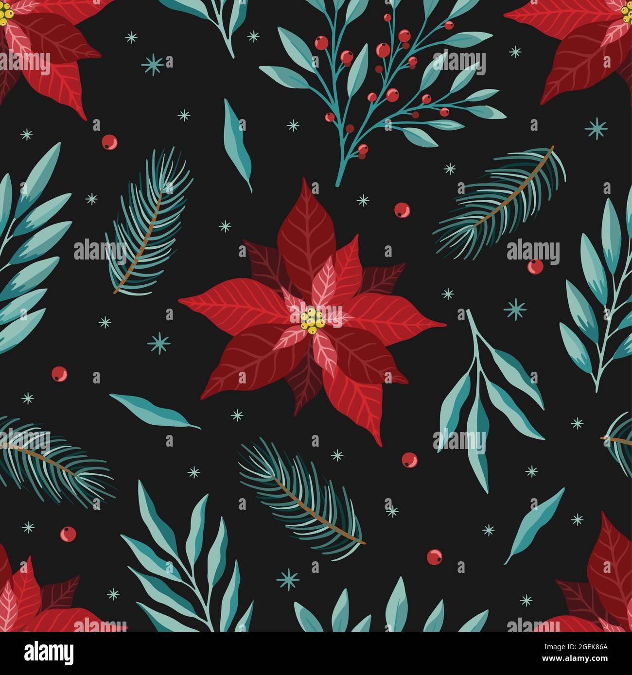Christmas and New Year seamless pattern, vector xmas background Stock ...