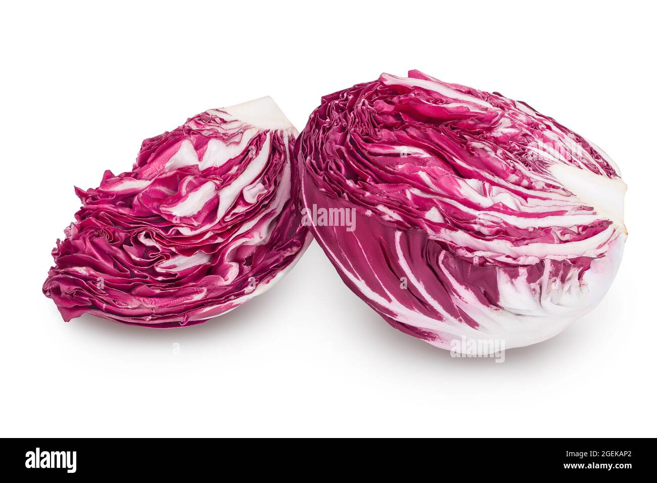 Fresh red radicchio salad slices isolated on white background with ...