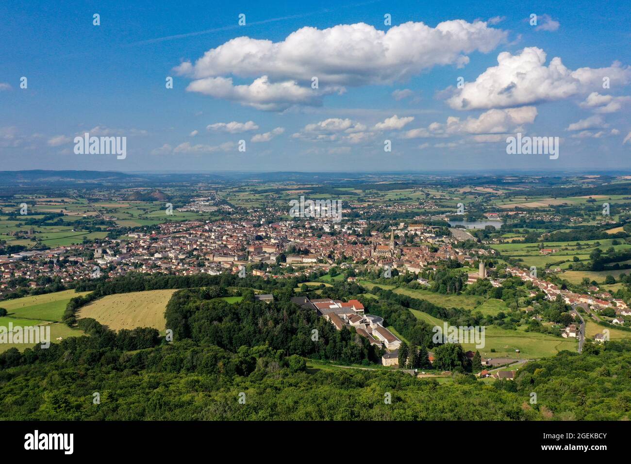 aerial view on the medieval town of autun in bourgogne in france Stock ...