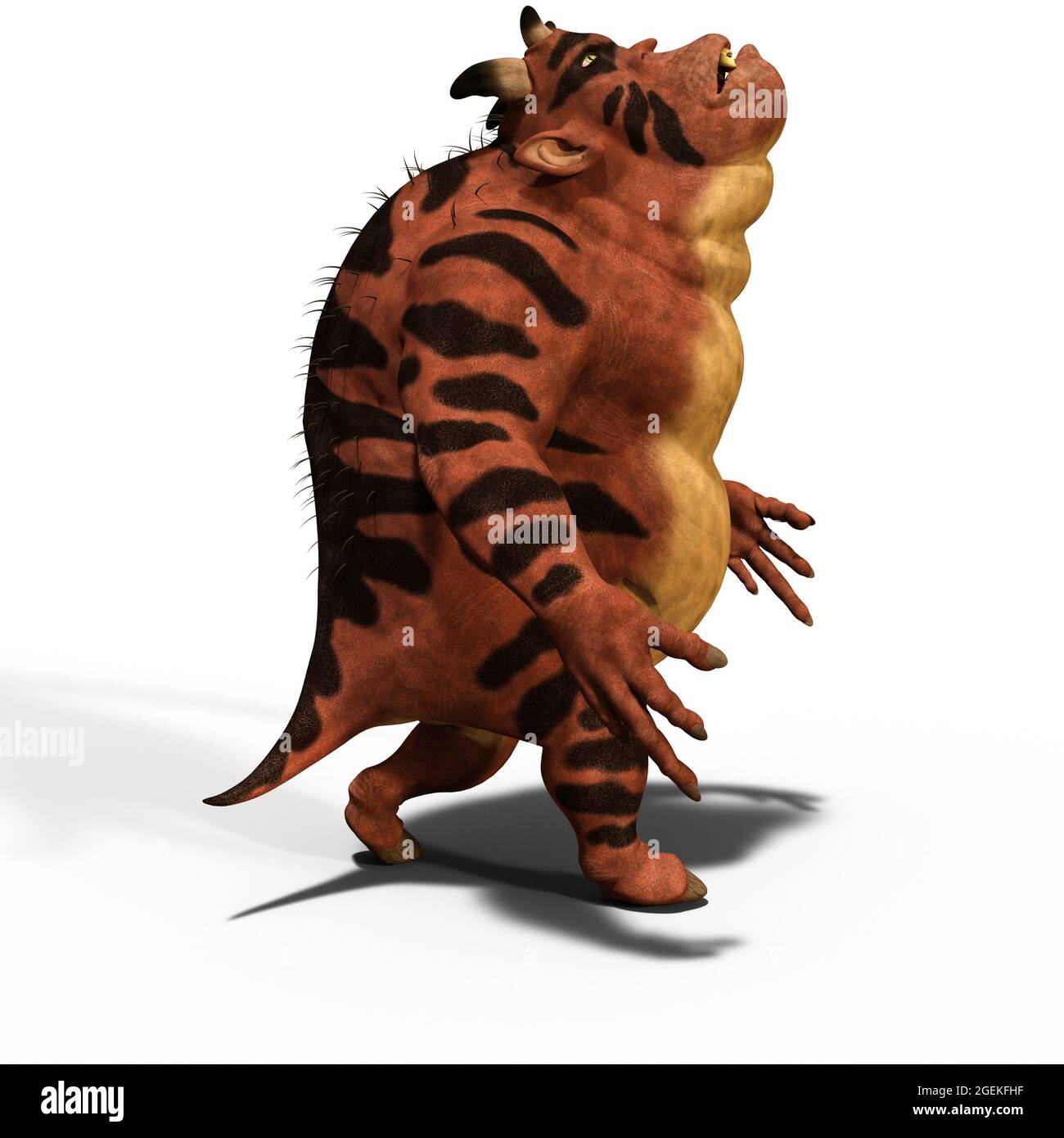 3D-illustration of a cartoon devil looking up. isolated rendering ...