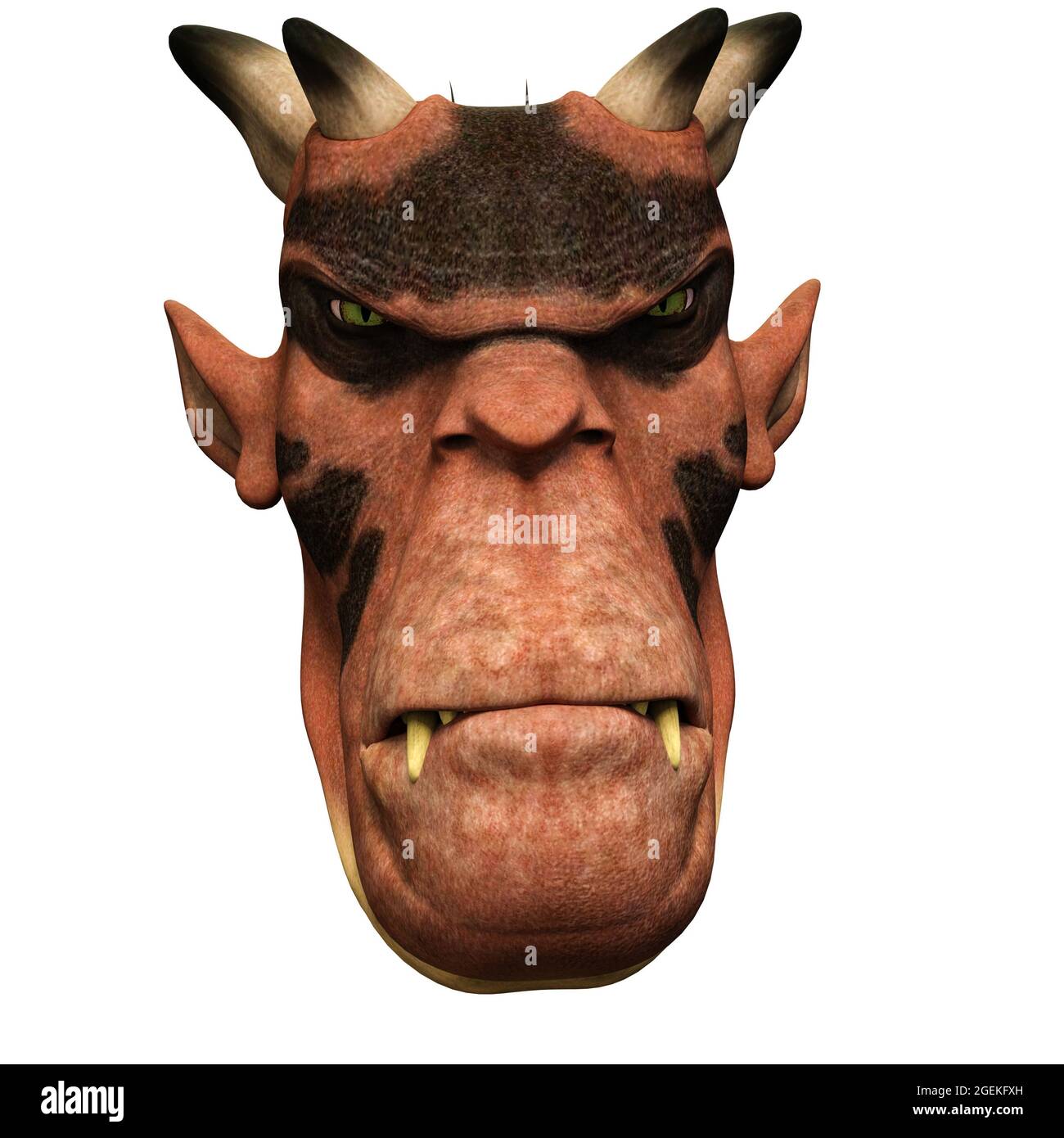 3D-illustration of a cute and funny cartoon devil face. isolated ...