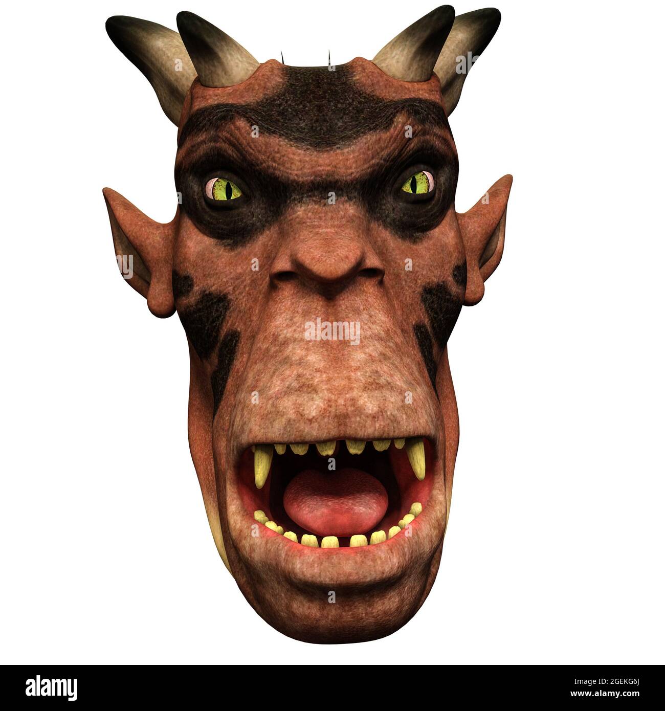 3D-illustration of a cute and funny cartoon devil face. isolated ...