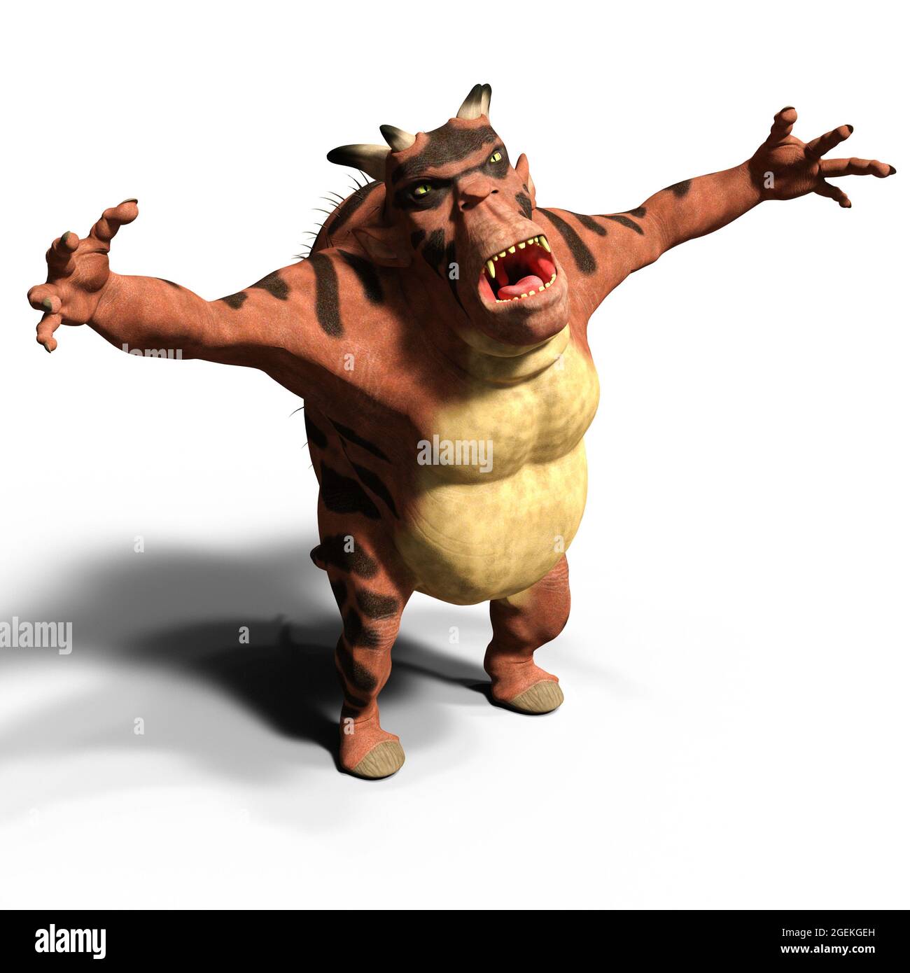 3D-illustration of a cute and funny cartoon devil. isolated rendering ...