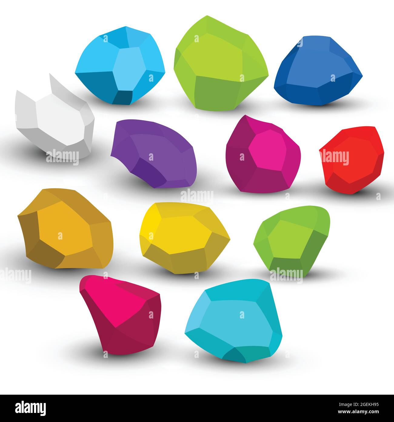 Cartoon stones. Rock stone isometric set. Colorful boulders, natural ...