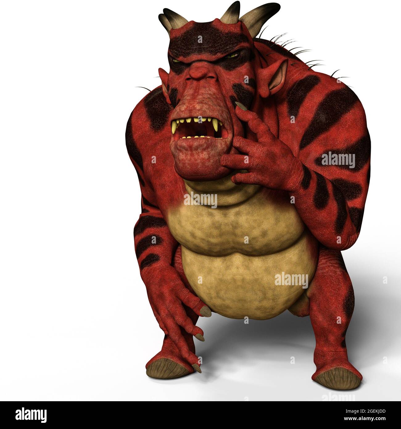 3D-illustration of a cute and funny cartoon devil. isolated rendering ...