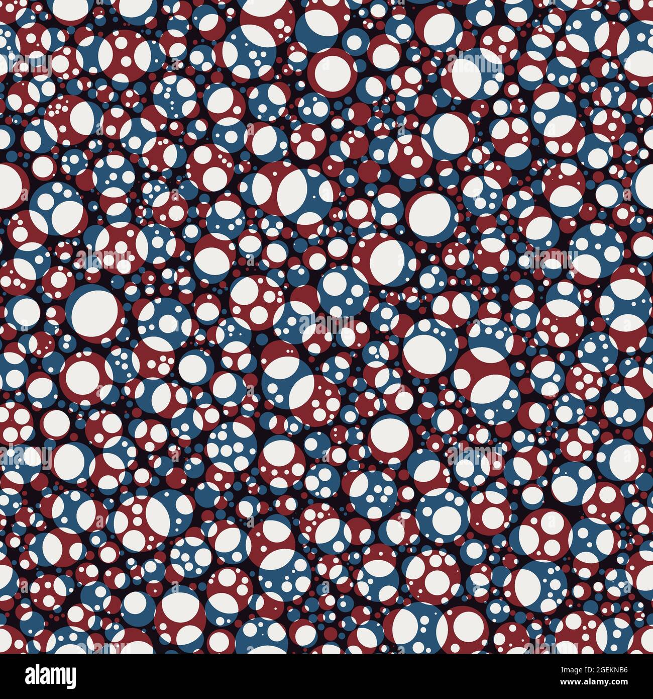 Seamless red and blue overlay circles and shapes pattern for surface ...