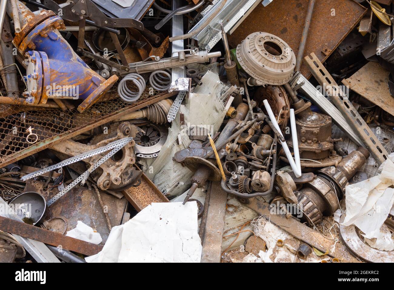 Scrap metal in railway cars.. Scrap yard, metal rubbish stock Stock ...