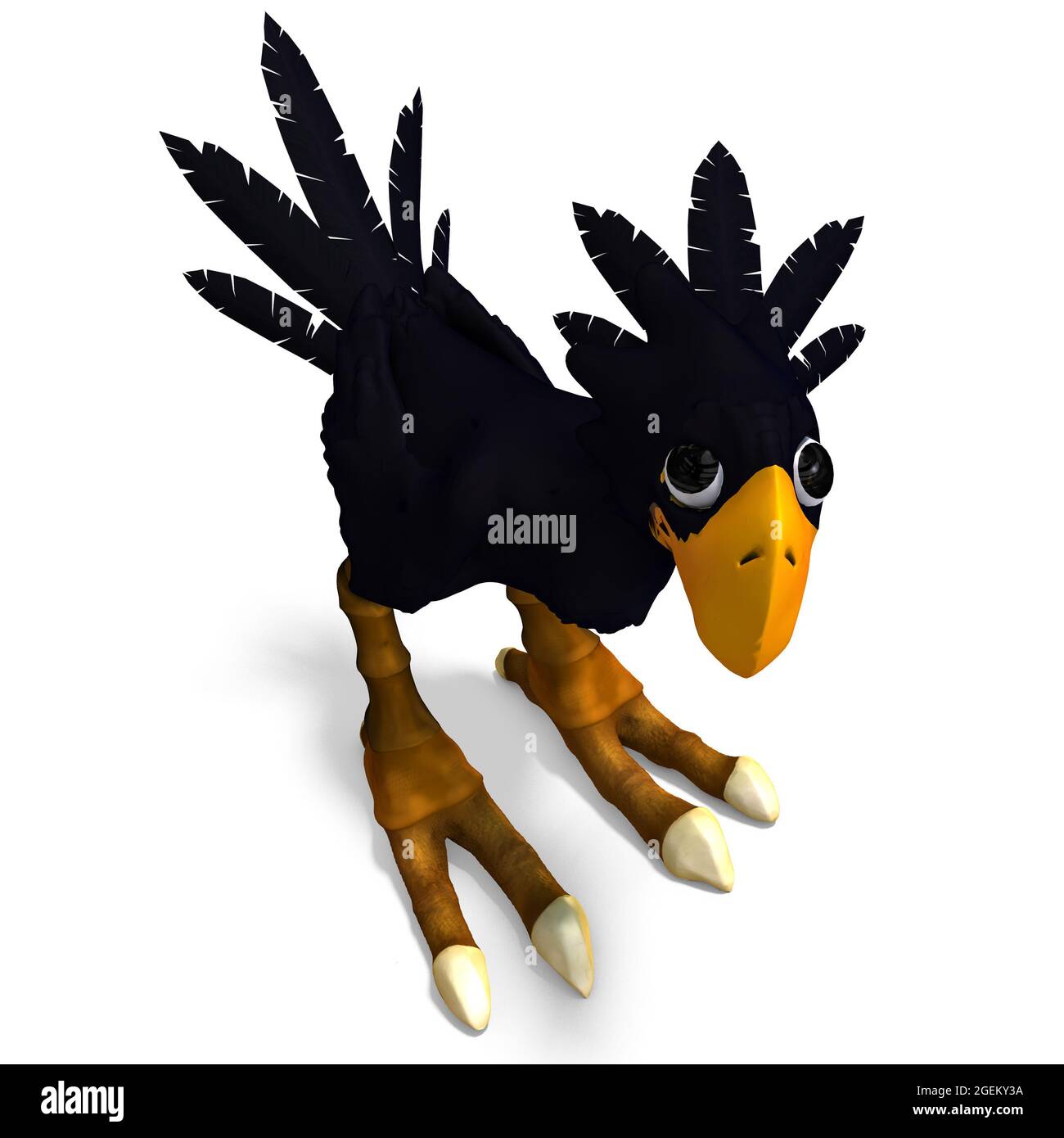 3D-illustration of a cute and funny cartoon bird. isolated rendering ...