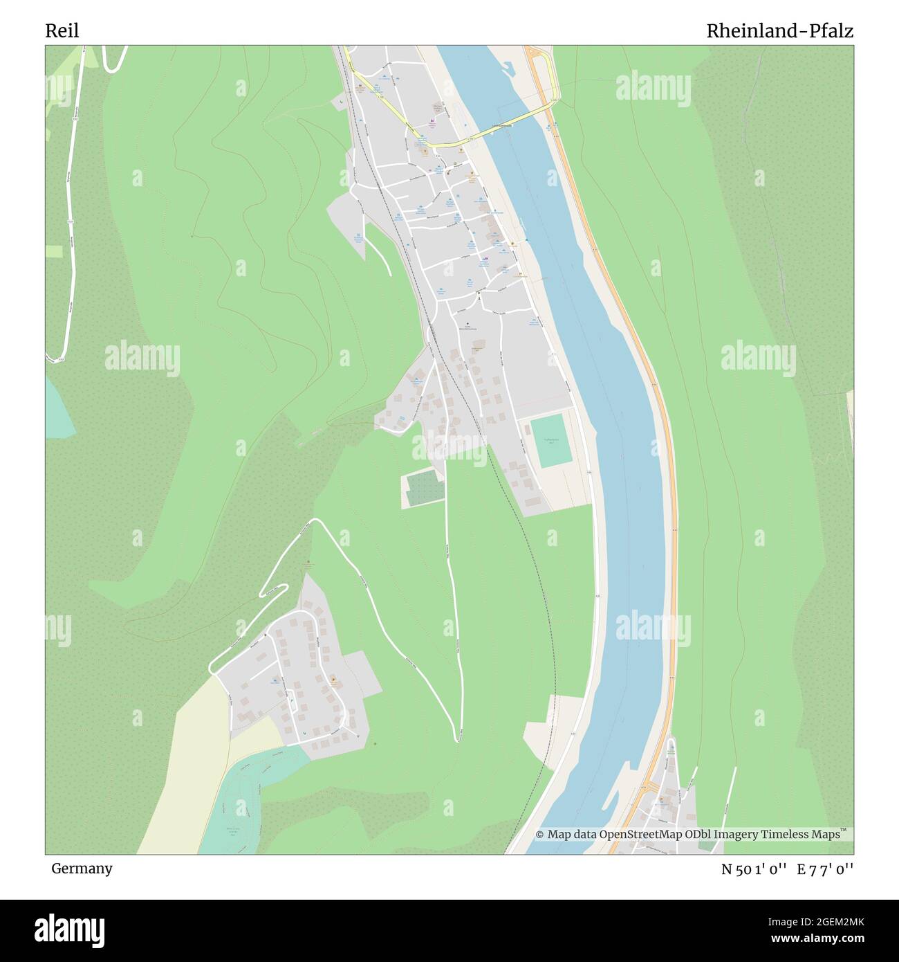 Reil, Germany, Rheinland-Pfalz, N 50 1' 0'', E 7 7' 0'', map, Timeless ...