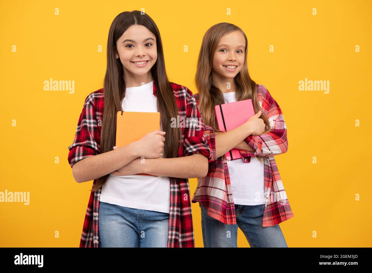 friends girls with notebook. back to school. teens ready to study ...