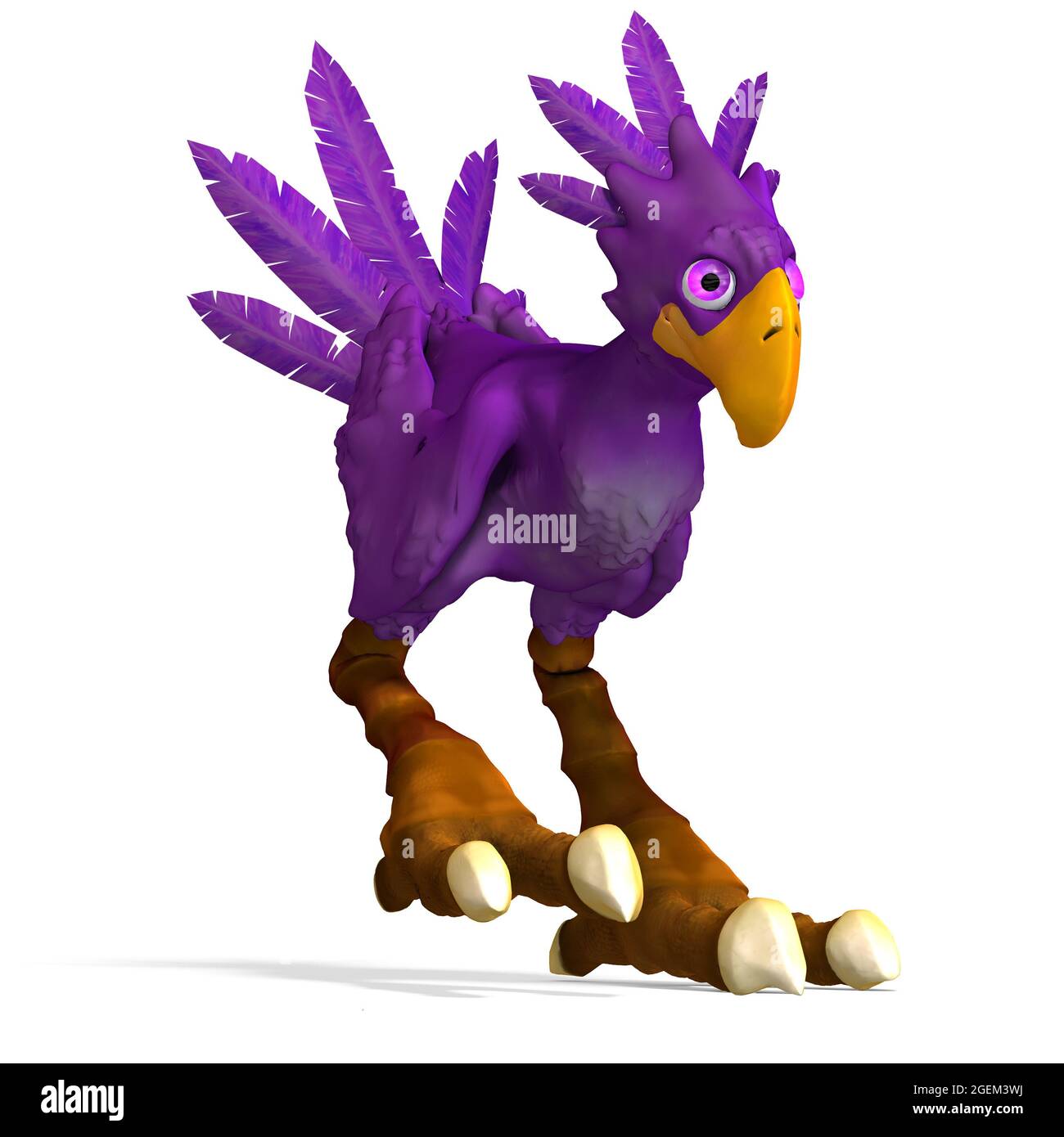 3D-illustration of a cute and funny cartoon bird. isolated rendering ...