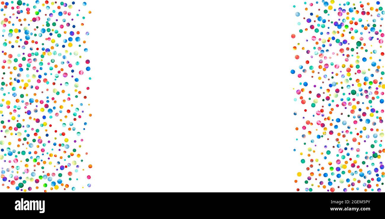 Watercolor confetti on white background. Adorable rainbow colored dots ...