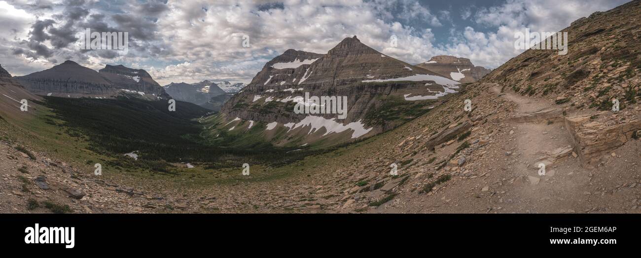 The Trail to Piegan Pass Panorama in Glacier National Park Stock Photo ...