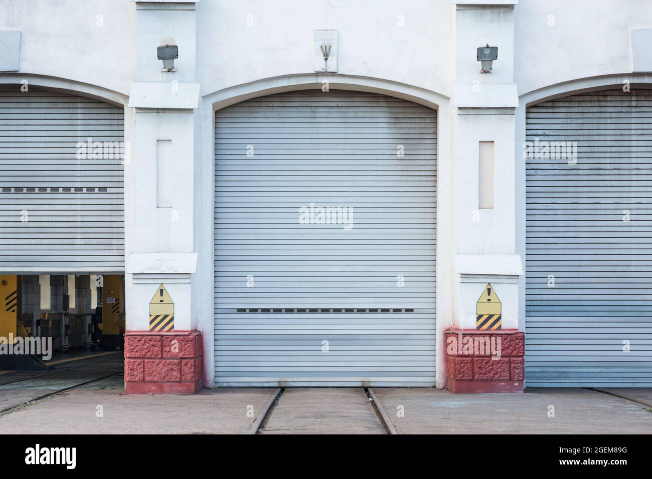 Gates of the locomotive depot Stock Photo - Alamy