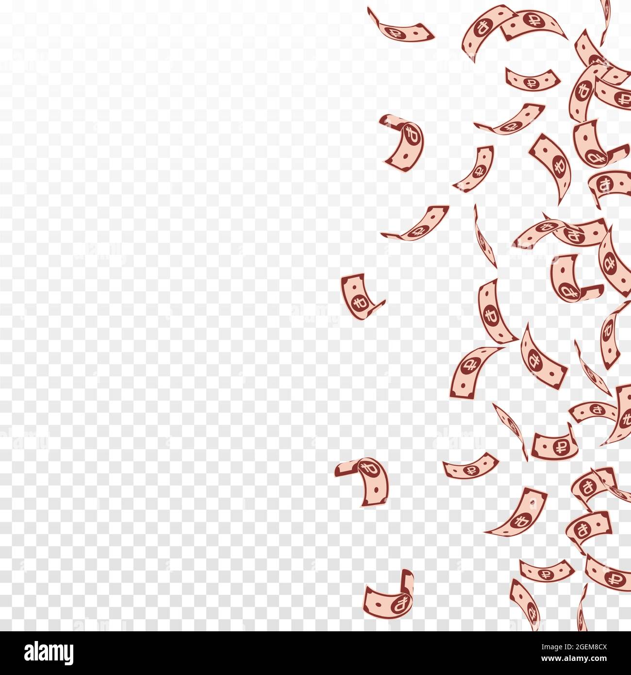 Russian ruble notes falling. Sparse RUB bills on transparent background ...