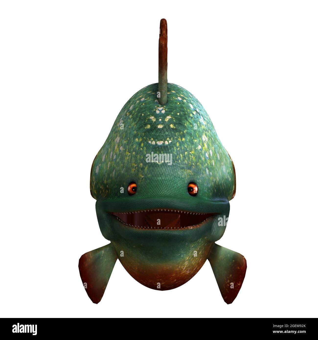3D-illustration of a cute and funny cartoon. isolated piranha fish ...