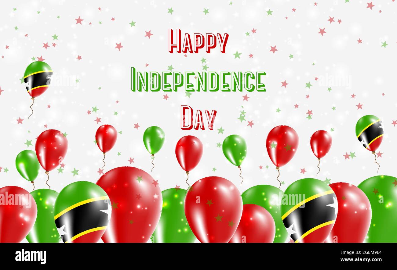 Saint Kitts And Nevis Independence Day Patriotic Design. Balloons in ...