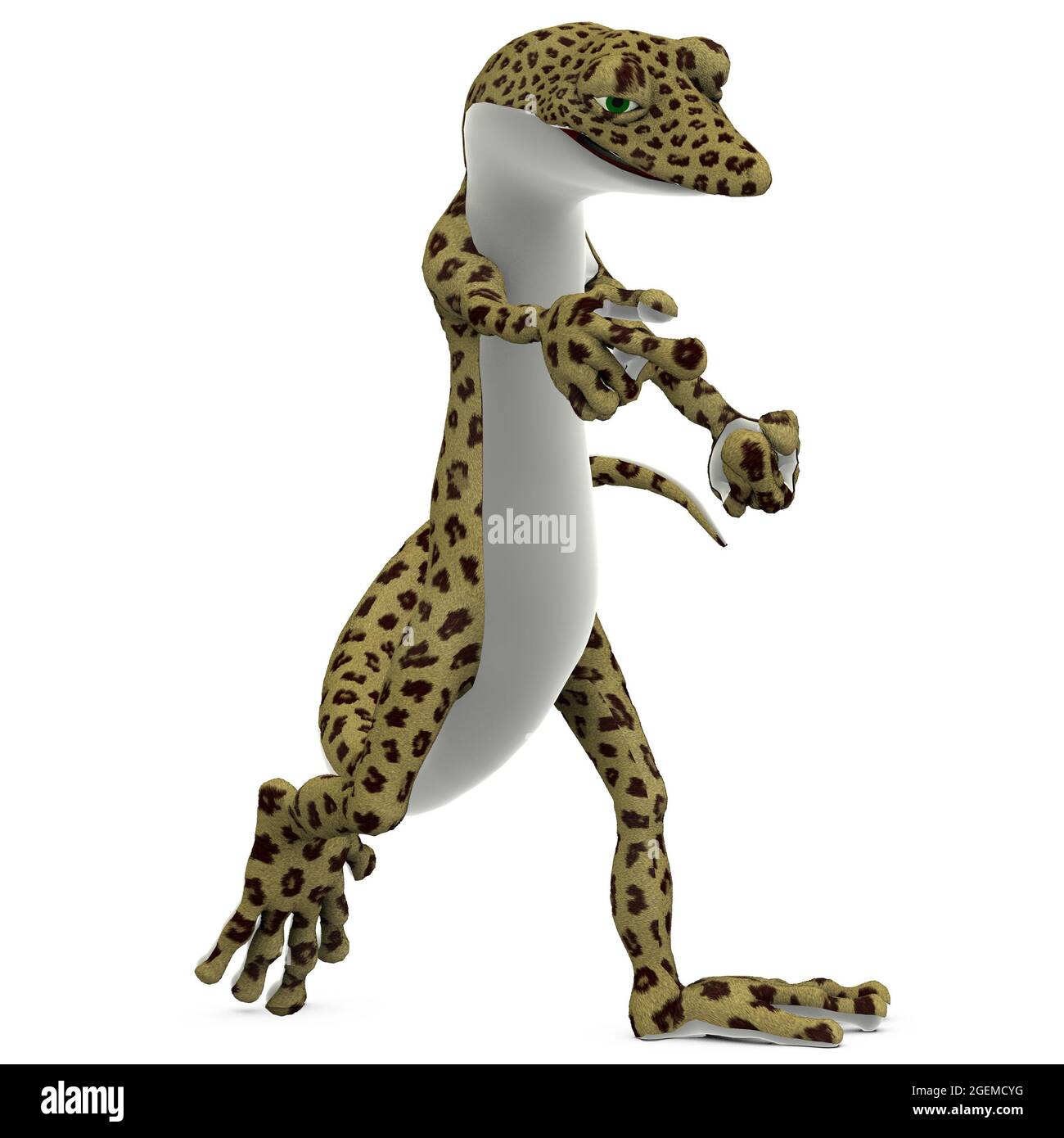 3D-illustration of a cute and funny cartoon gecko. isolated rendering ...