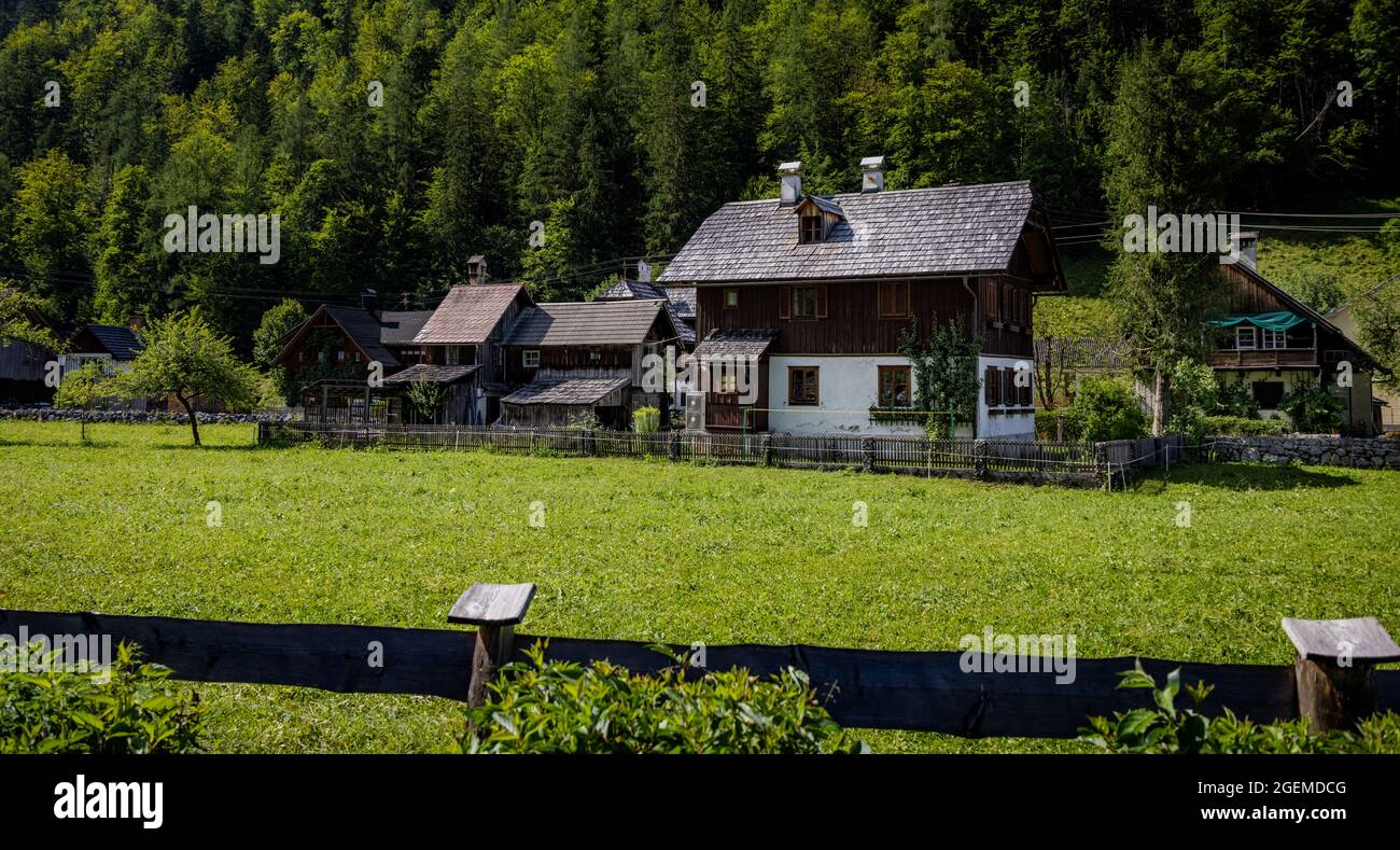Classic wooden house in the Austrian Alps - HALLSTATT, AUSTRIA, EUROPE ...