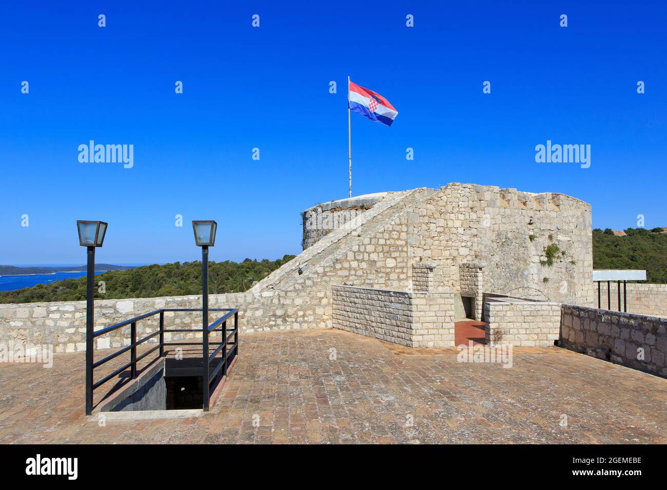 The medieval hillside Spanish Fortress in Hvar (Split-Dalmatia County ...