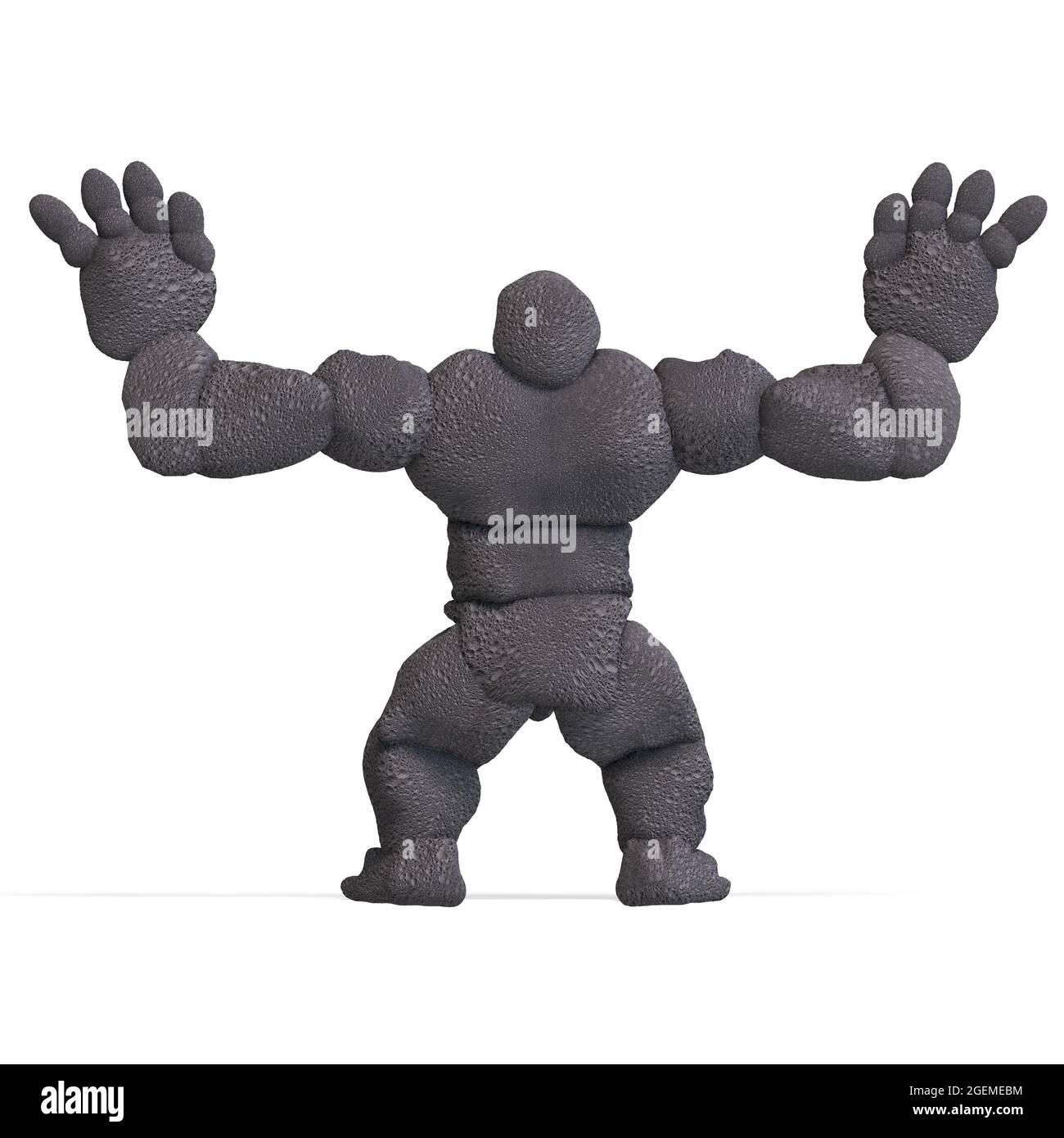 3d-illustration of an isolated giant fantasy basalt golem creature ...