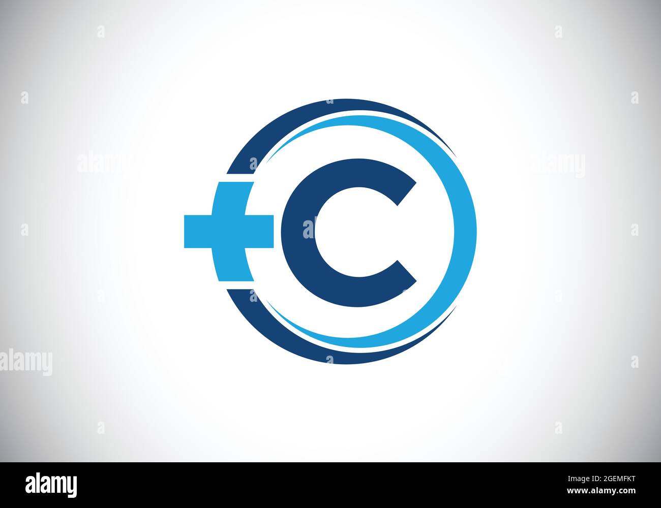 Initial C monogram alphabet in a circle with cross plus. Medical logo ...