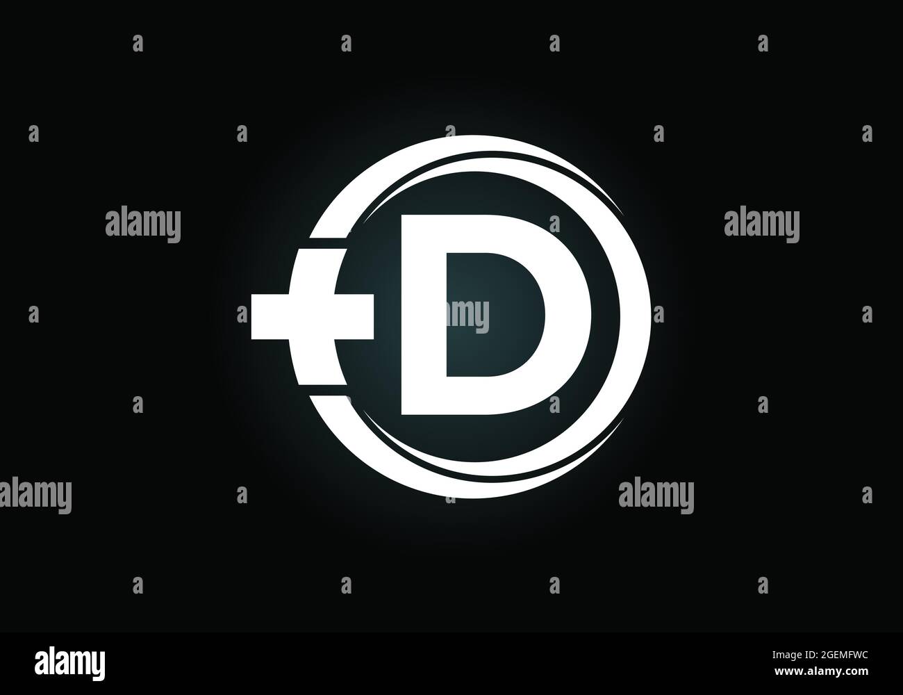 Initial D monogram alphabet in a circle with cross plus. Medical logo ...